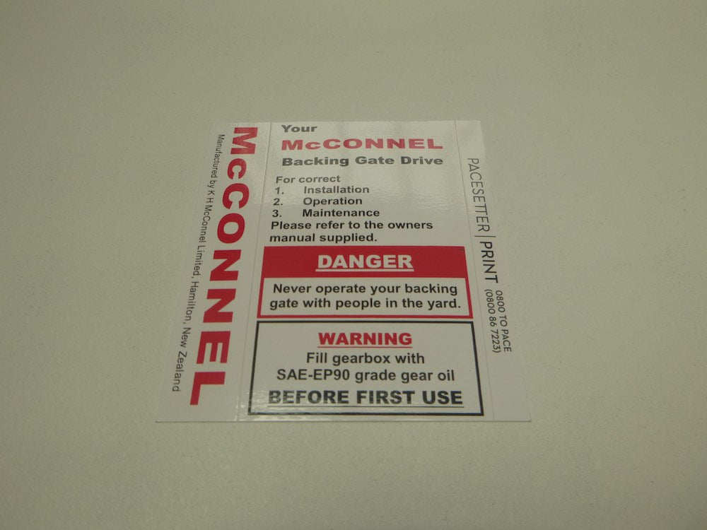 Label, Oil Warning etc — McConnel